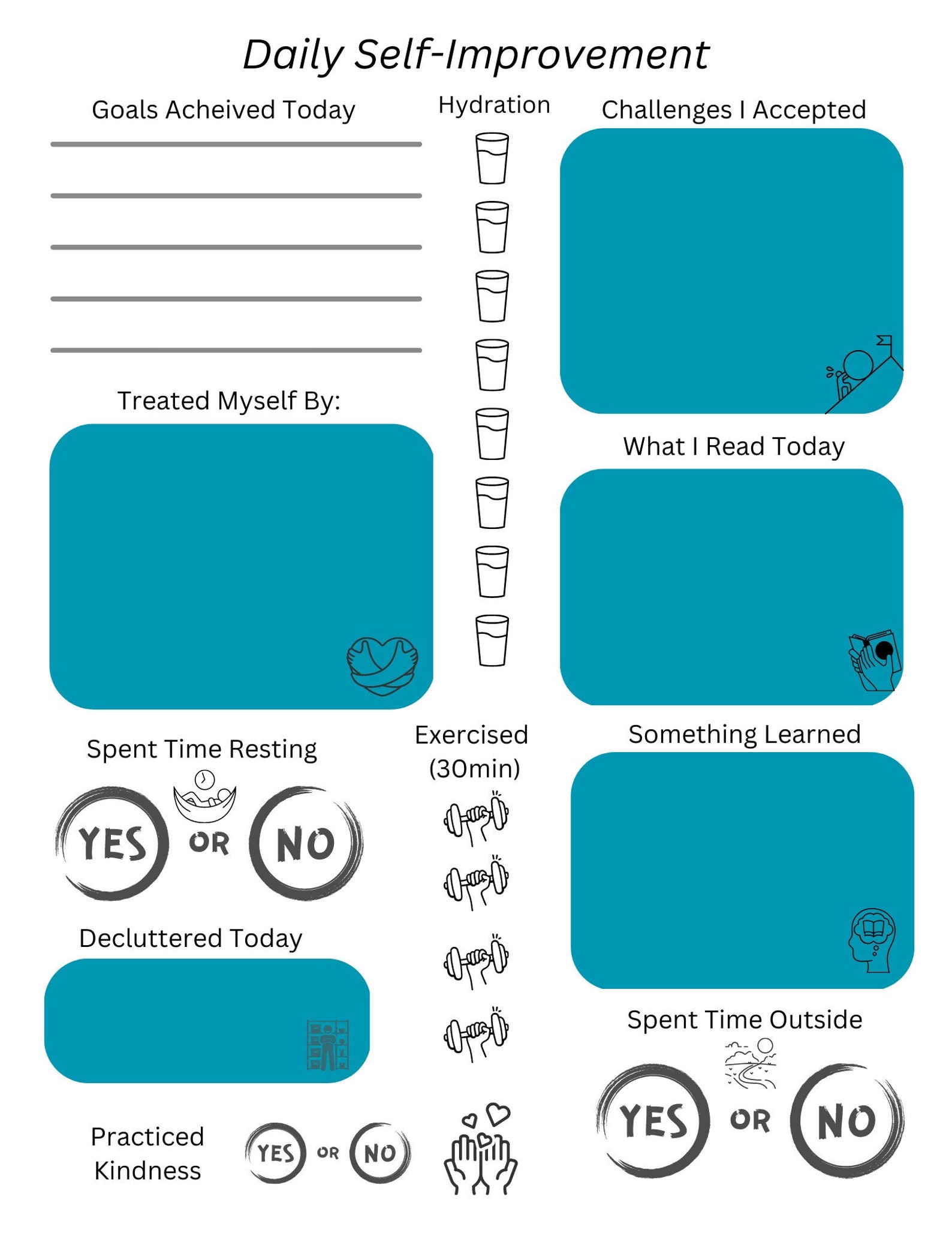 Self-care, Journal, Planner, Self Improvement, Printable, Worksheet - Etsy