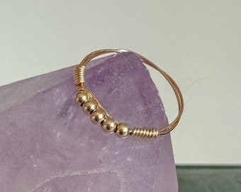 14k Yellow Gold Filled Wire Wrapped Bead Rings Made to Order With a Variety of Bead Colors and ...
