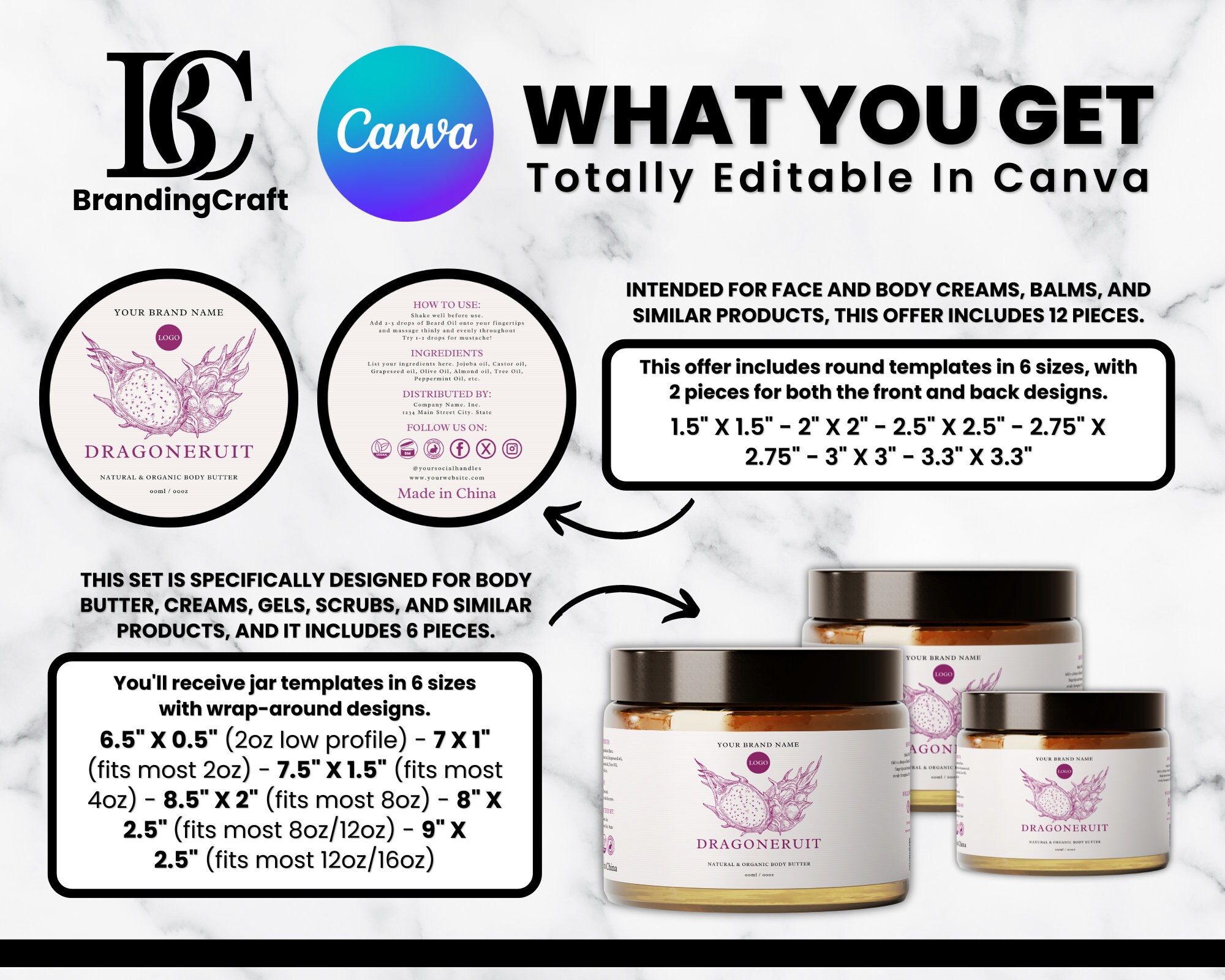 Editable Cosmetic Label Template Branding Kit DIY Cosmetic Bundle Label ...