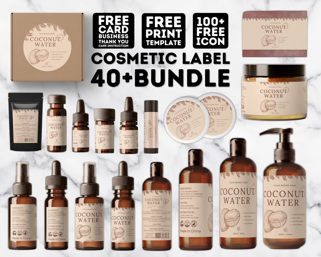 Editable Cosmetic Label Template Branding Kit DIY Cosmetic Bundle Label ...