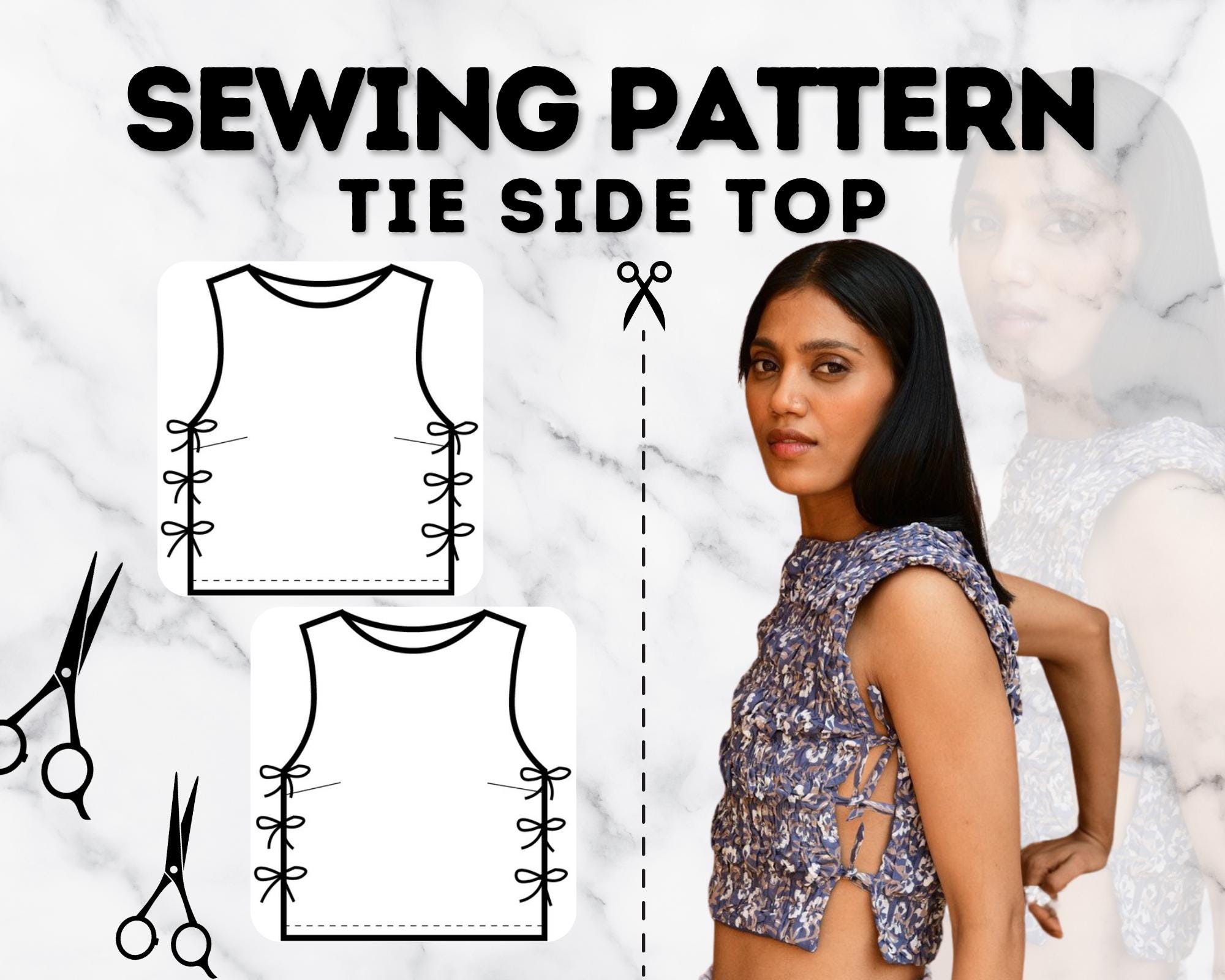 Tie Side Top Top Sewing Pattern PDF Sizes XS-XL | Womens Tops Sewing ...