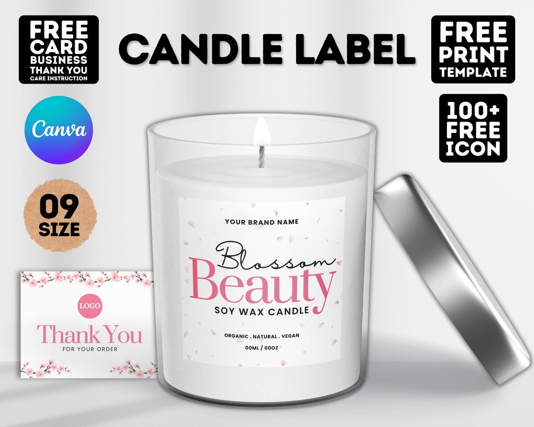 Editable Candle Label Templates: Modern DIY Stickers (canva) - Etsy