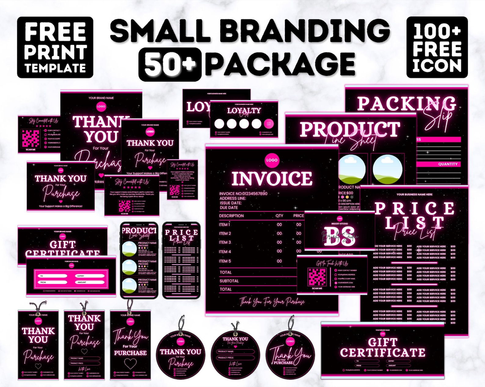 50+mega Business Branding Package Bundle Canva Templates, Packing Slips ...