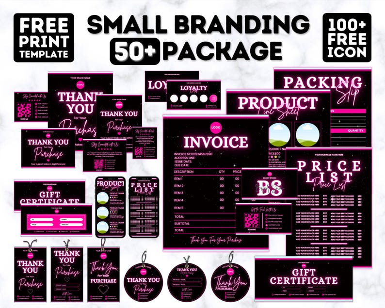 50+mega Business Branding Package Bundle Canva Templates, Packing Slips ...