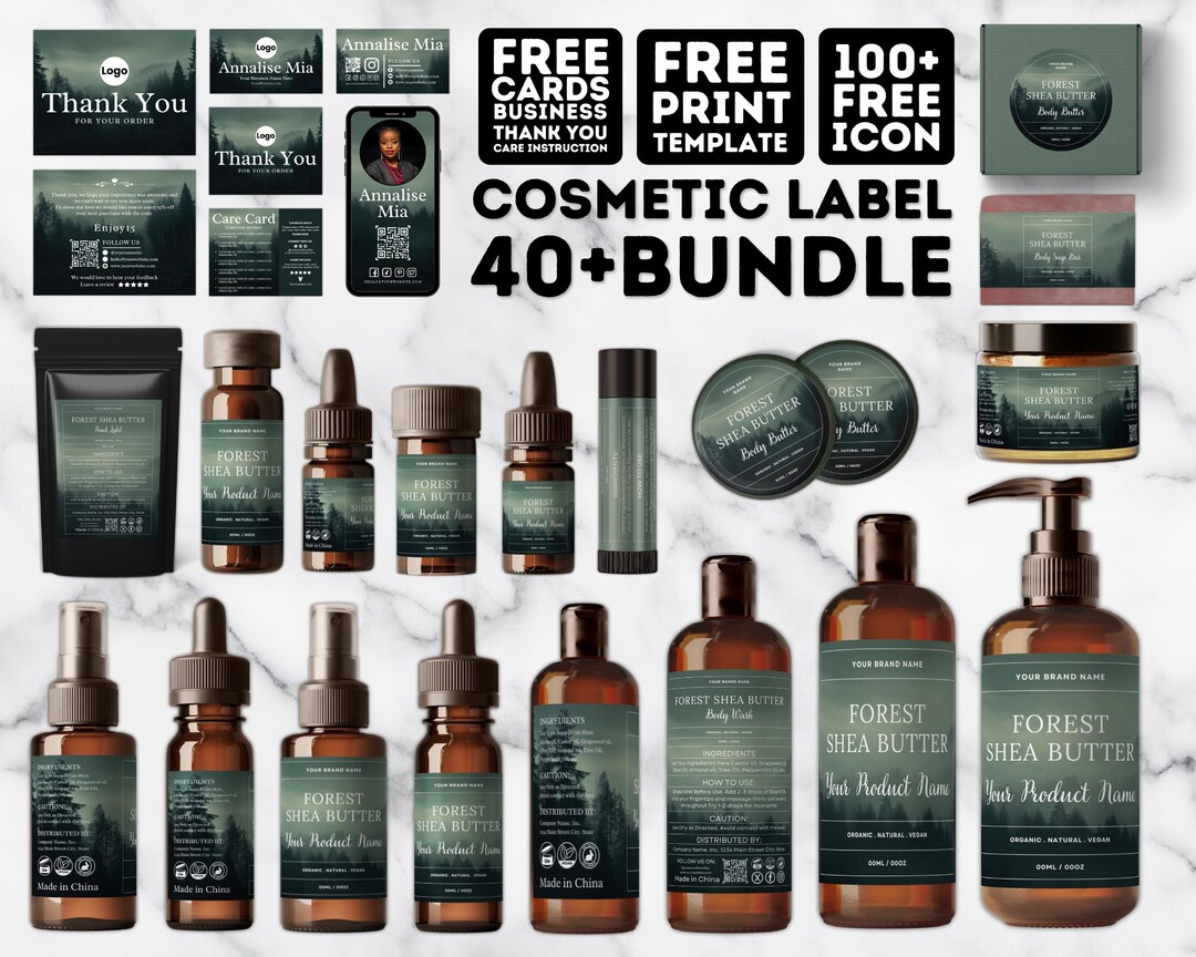 Editable Cosmetic Label Template Branding Kit DIY Cosmetic Bundle Label ...