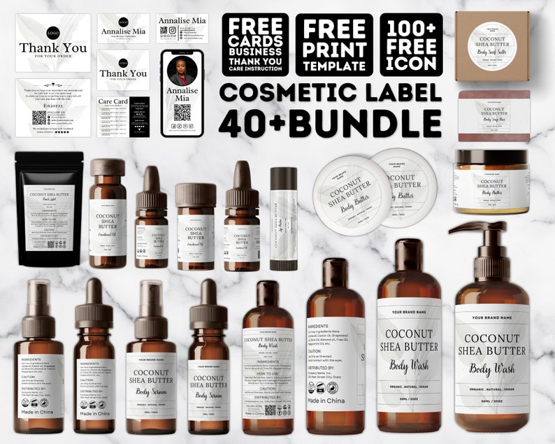 Editable Cosmetic Label Template: DIY Branding Kit (digital Download ...