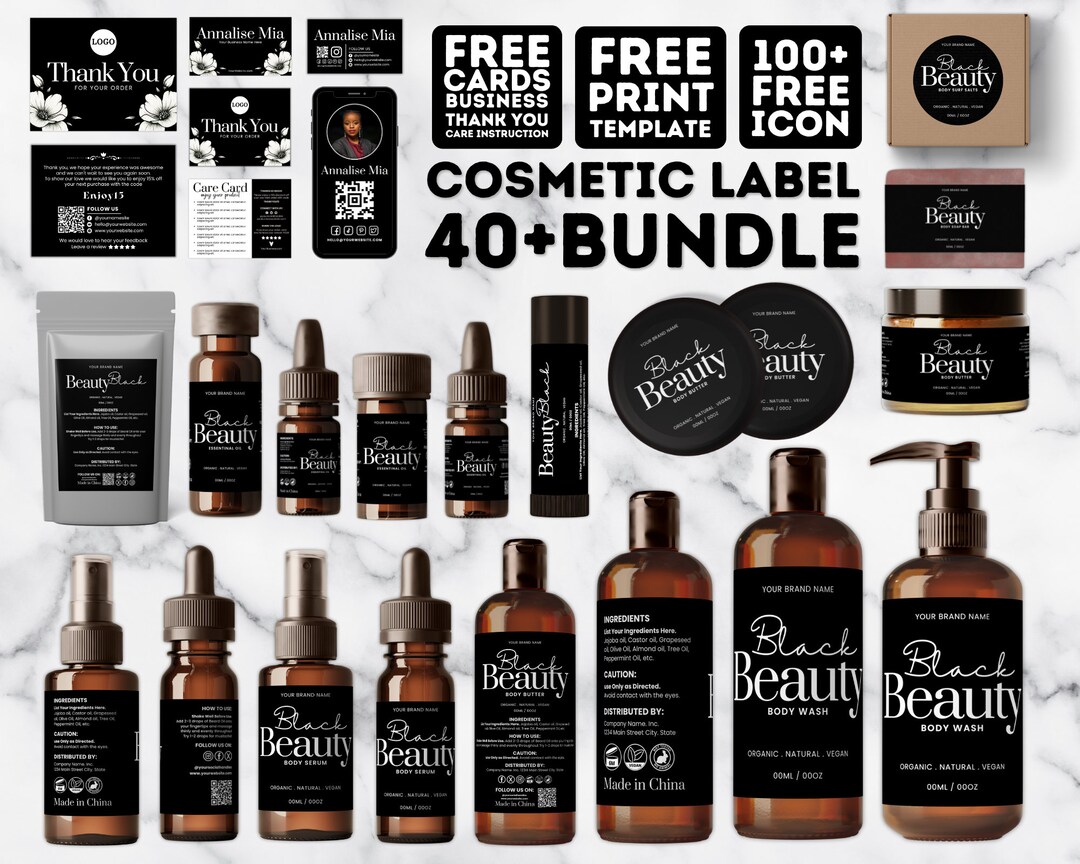 Editable Cosmetic Label Templates: DIY Beauty Product Stickers (digital ...