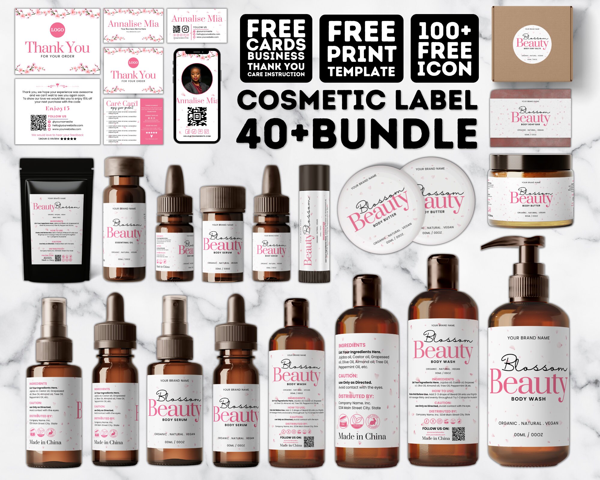 Editable Cosmetic Label Templates, Custom Body Product Label, DIY ...