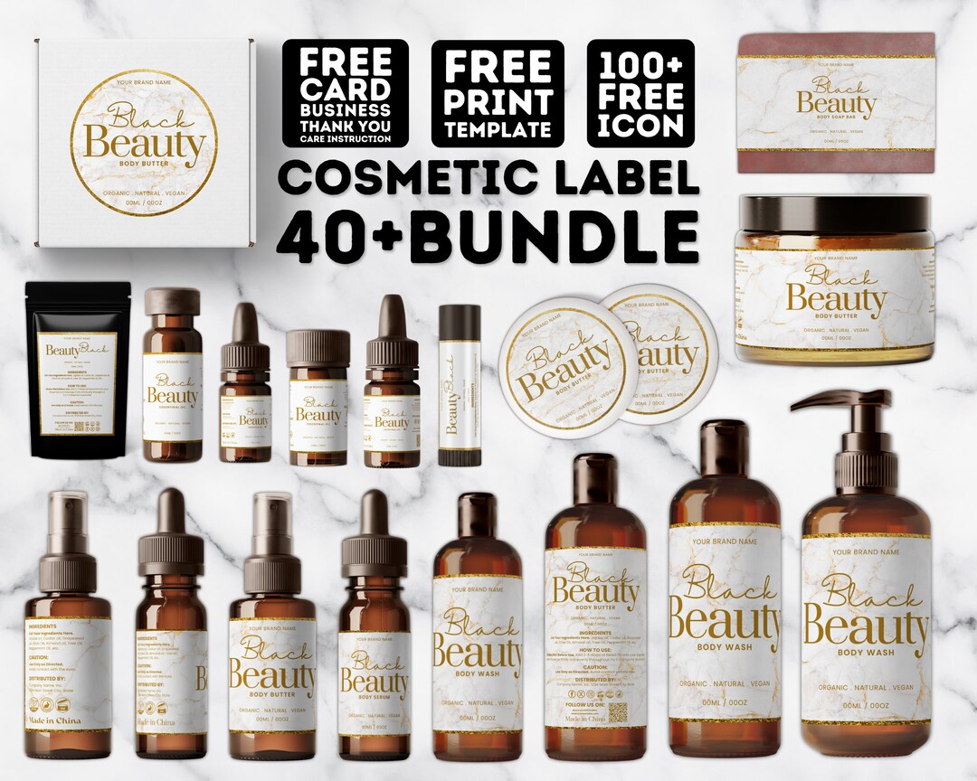 Editable Cosmetic Label Template Branding Kit DIY Cosmetic Bundle Label ...