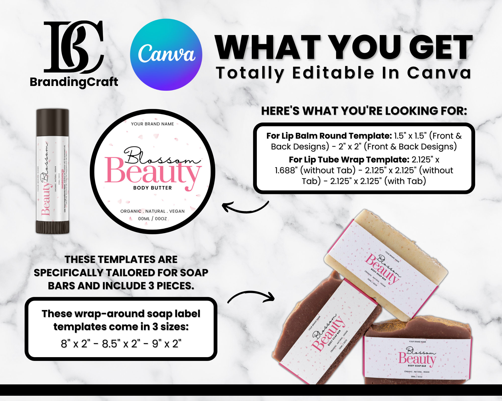 Editable Cosmetic Label Template Branding Kit DIY Cosmetic Bundle Label ...