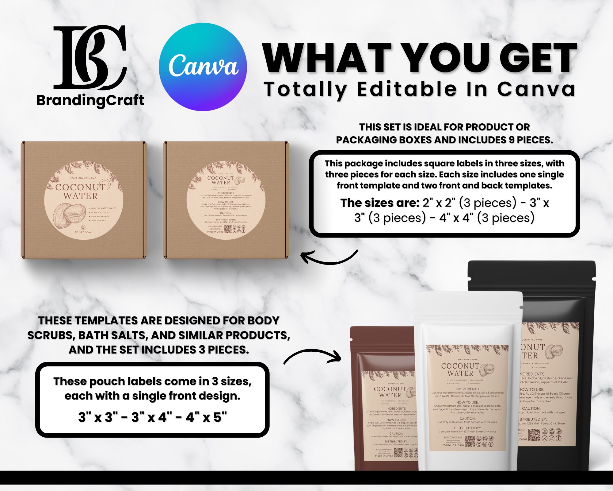 Editable Cosmetic Label Template Branding Kit DIY Cosmetic Bundle Label ...