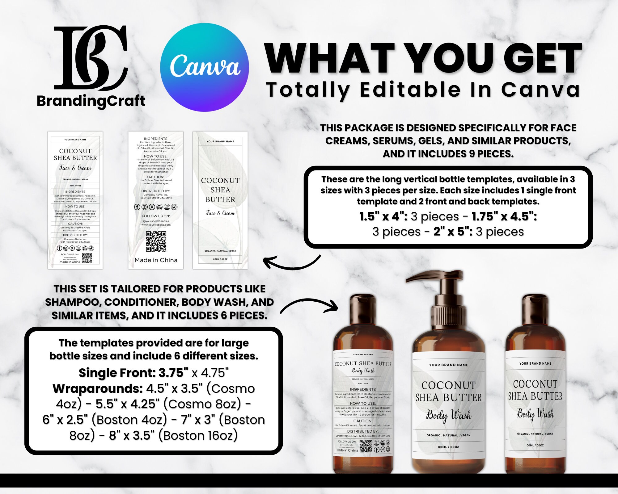 Editable Cosmetic Label Template Branding Kit DIY Cosmetic Bundle Label ...