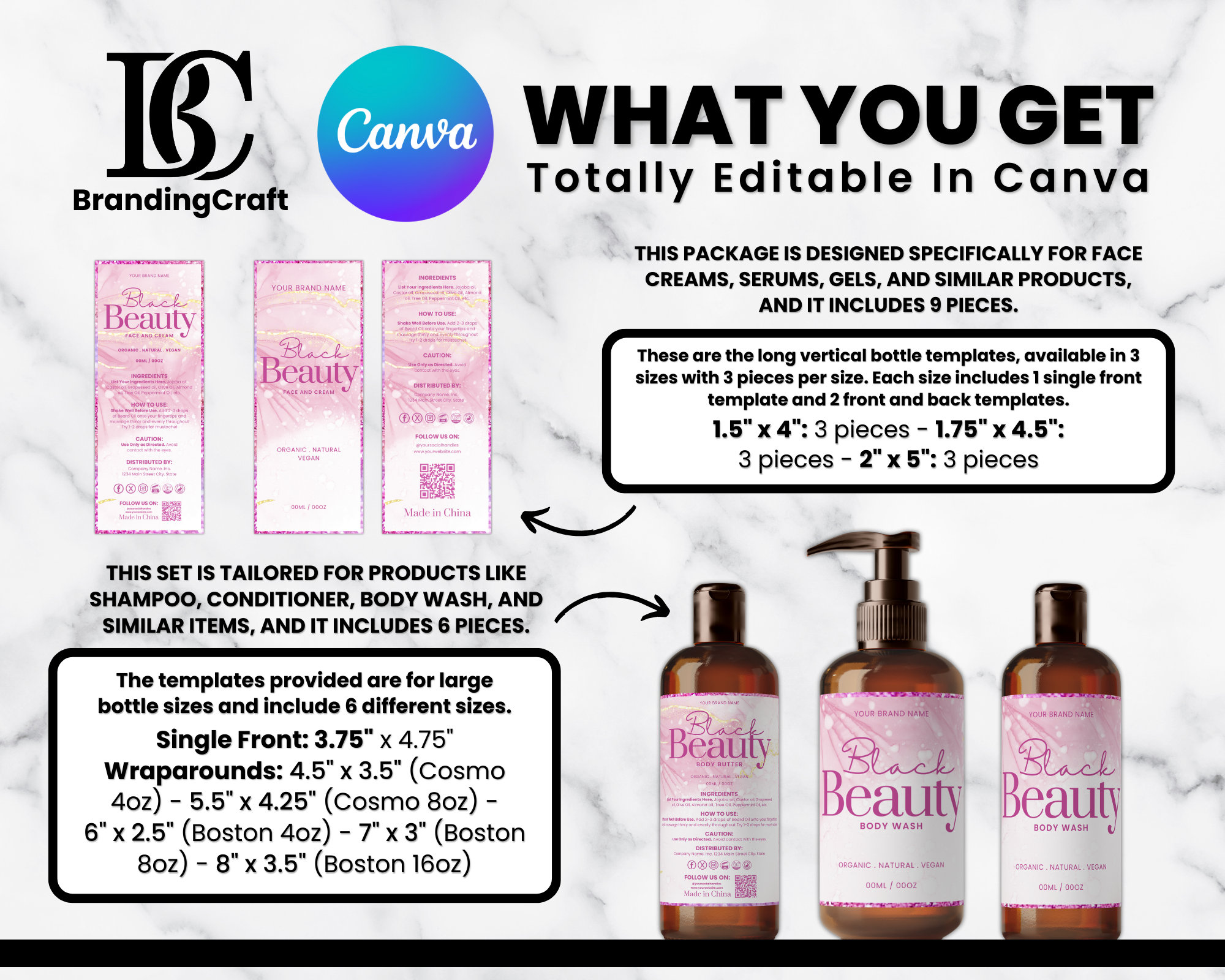 Editable Cosmetic Label Template Branding Kit DIY Cosmetic Bundle Label ...