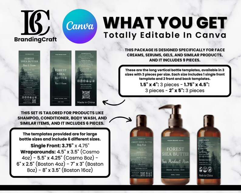 Editable Cosmetic Label Template Branding Kit DIY Cosmetic Bundle Label ...