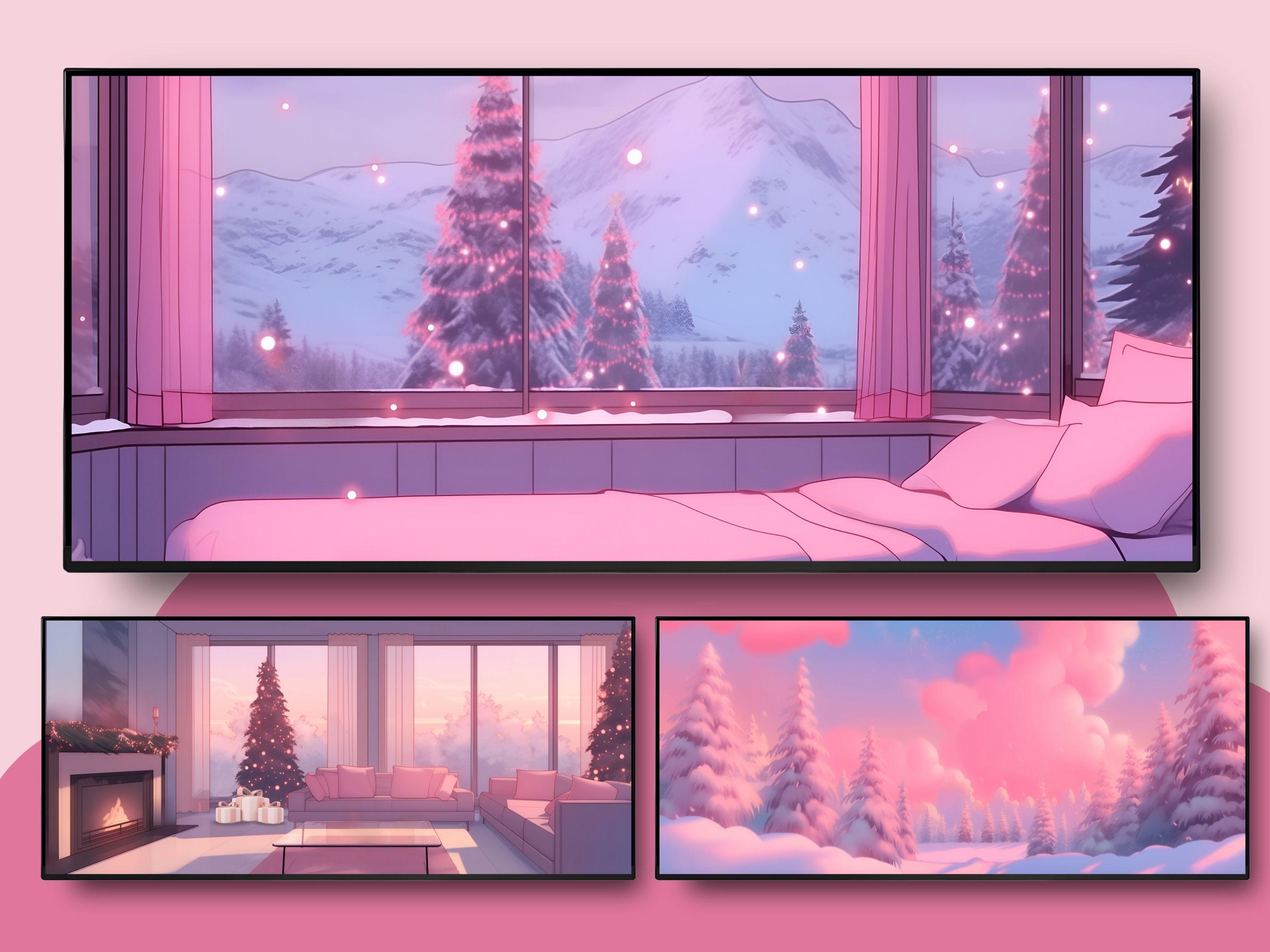 Pink Christmas Ultrawide Wallpaper Pinkmas Pastel Wallpaper Christmas ...
