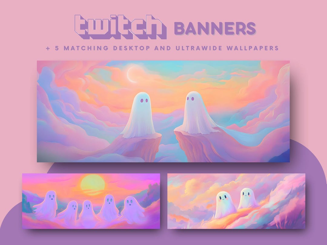 Watercolor Ghost Twitch Banner Ghost Banner Streaming Banner Anime ...