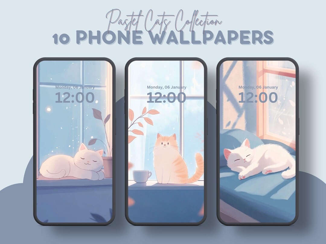 Pastel Cats Phone Wallpaper Kawaii Cats Wallpaper Cute Cat Kawaii ...