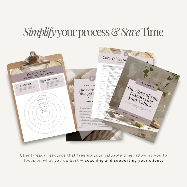 Core Values Worksheet for Self-discovery Personal Development Coaching ...