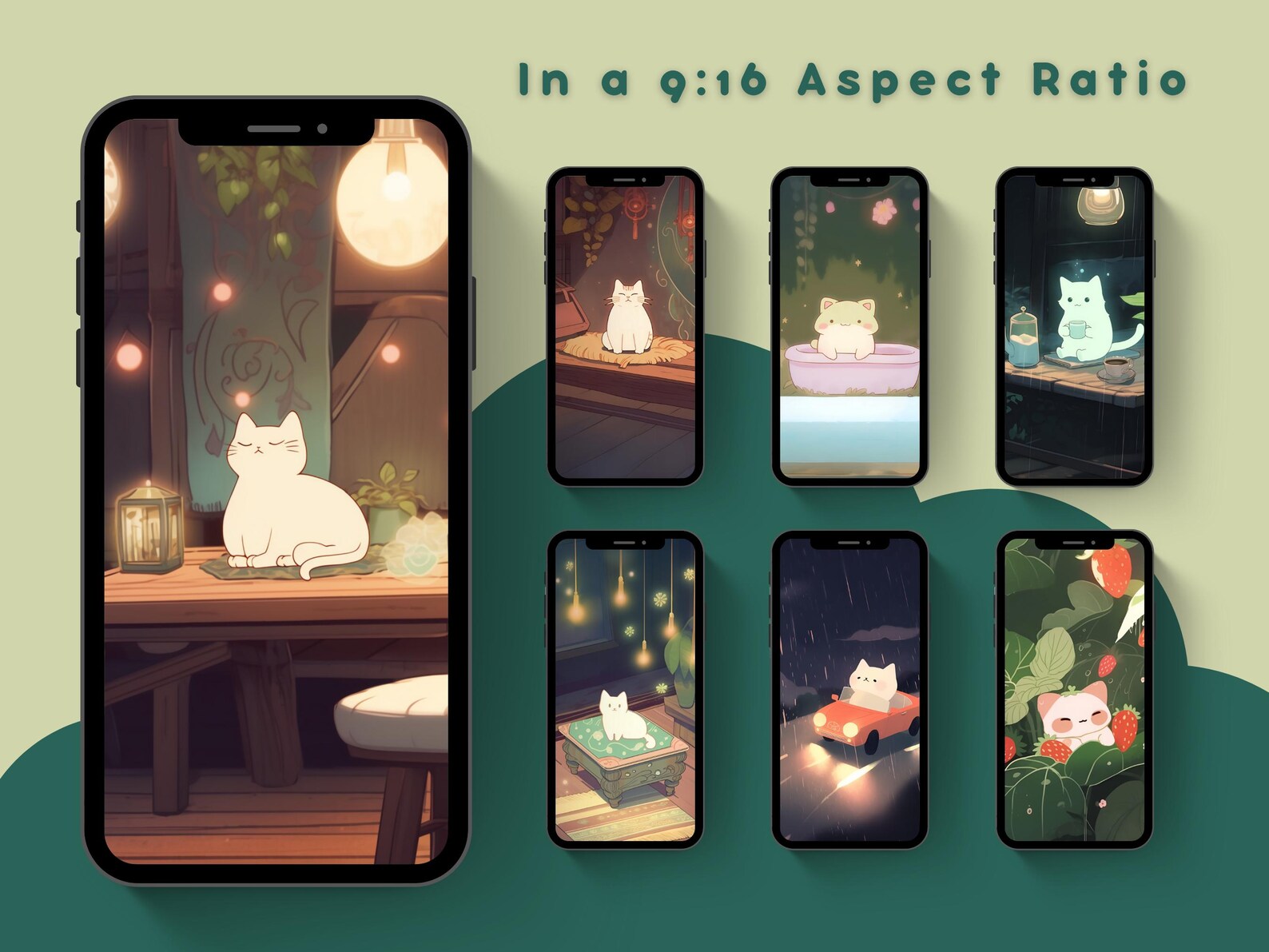 Moody Cats Wallpaper Bundle Cute Cats Wallpaper Set Kawaii Wallpaper ...