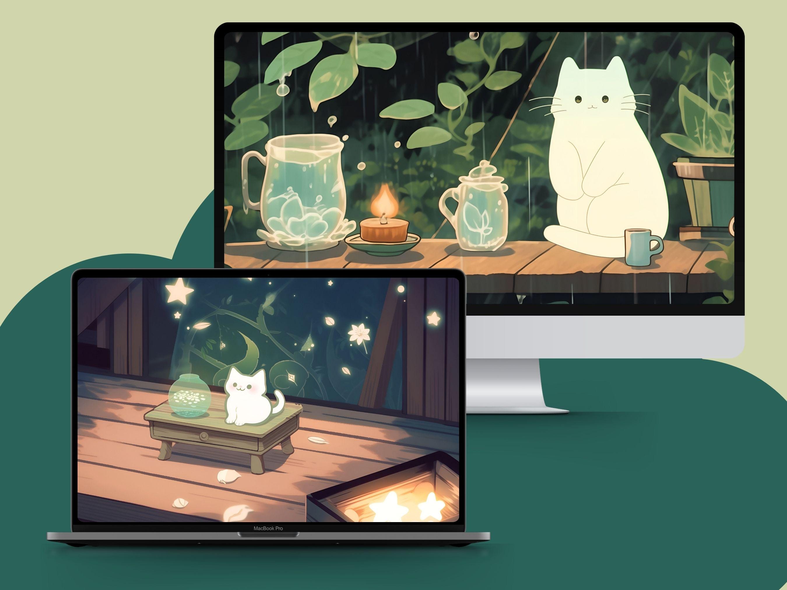 Moody Cats Desktop Wallpaper Kawaii Background Laptop Wallpaper 4k ...