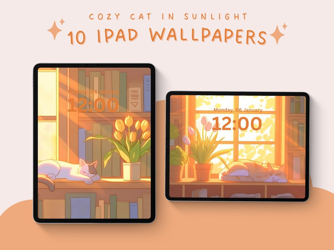 Cozy Cat Plant Wallpapers for iPad Lockscreen Yellow Wallpaper Cat ...
