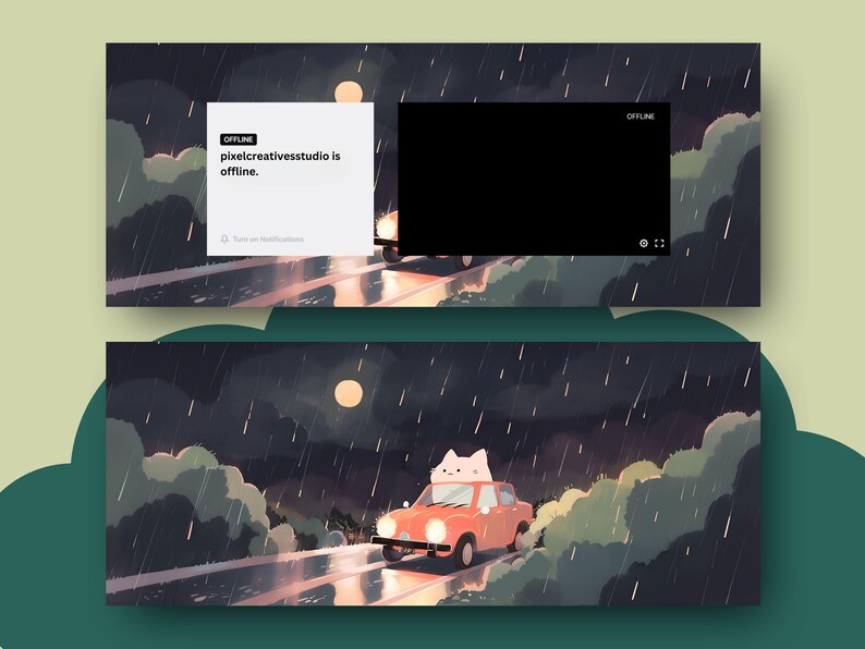 Moody Cats Twitch Banner for Streaming Cute Cat Dark Aesthetic Cats ...