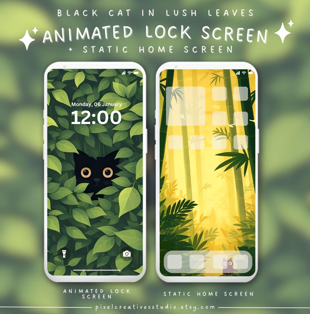 Kawaii Black Cat Wallpaper Animated Lock Screen Live Phone Wallpaper ...