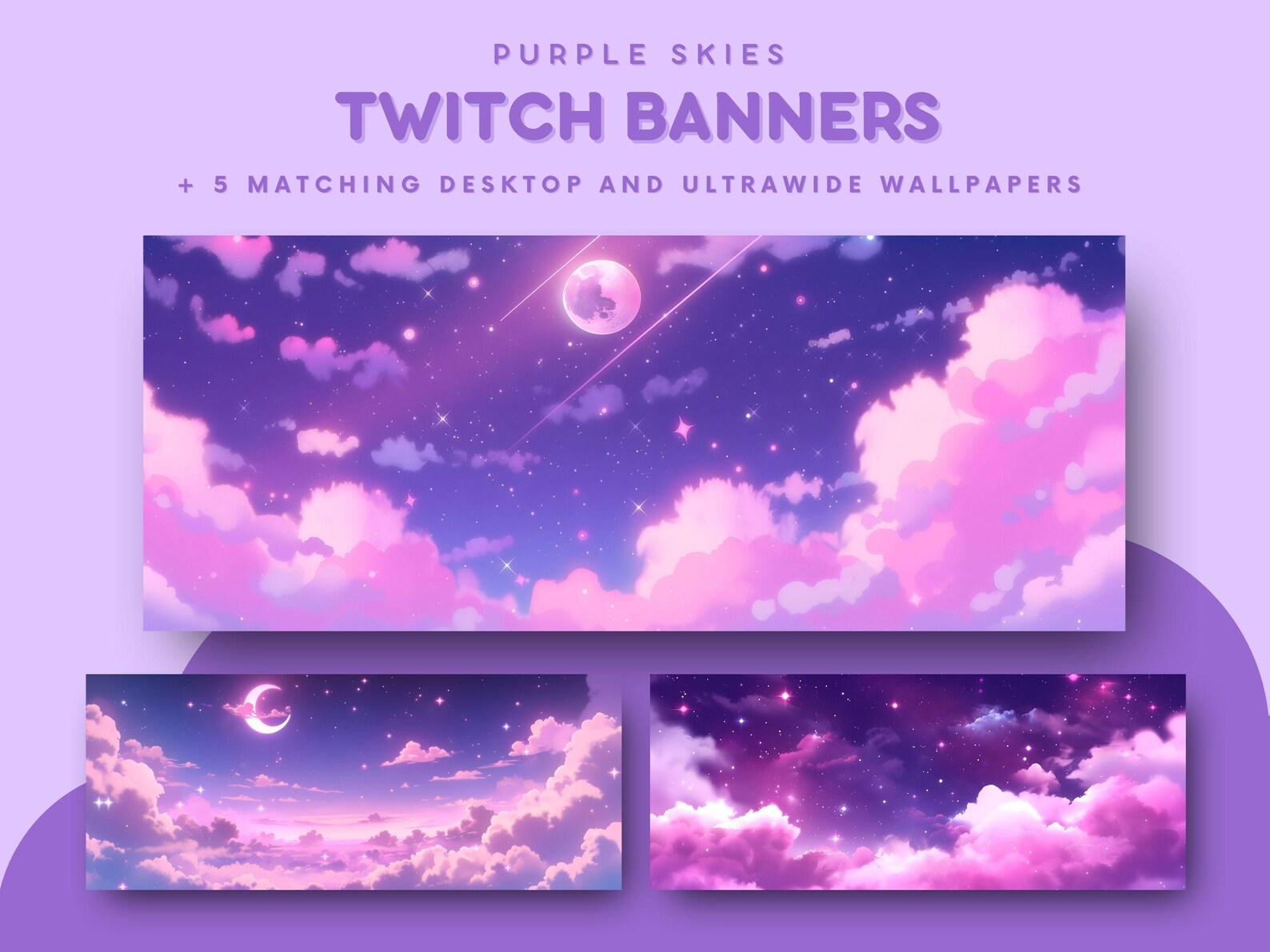 Purple Sky Streaming Banners Purple Aesthetic Night Sky Overlay Purple ...