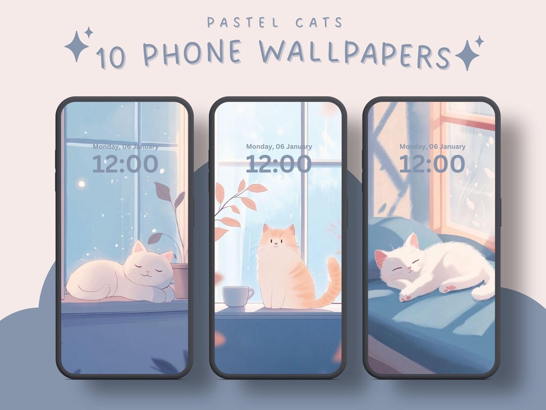 Pastel Cats Phone Wallpaper Kawaii Cats Wallpaper Cute Cat Kawaii ...