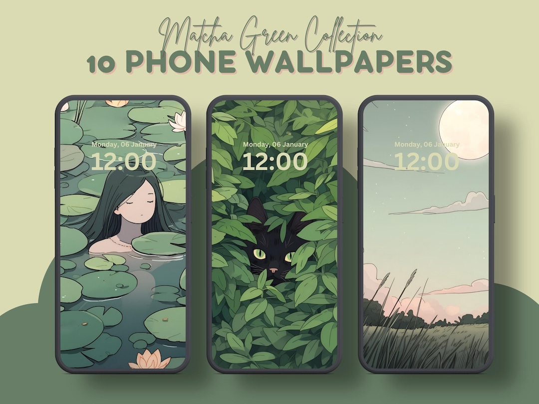 Matcha Green Phone Background Matcha Wallpaper Green Wallpaper Cat ...