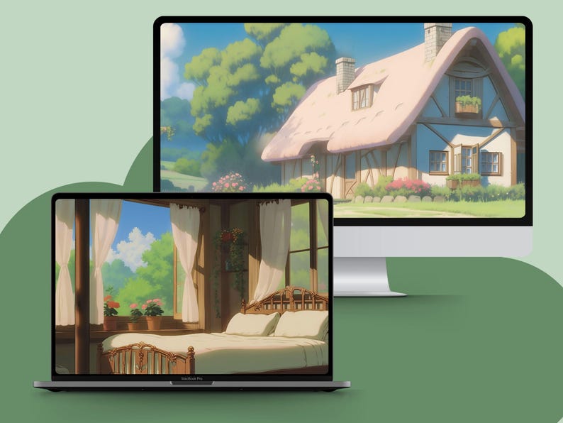 Anime Cottagecore Desktop Wallpaper Countryside Green Wallpaper Rural ...