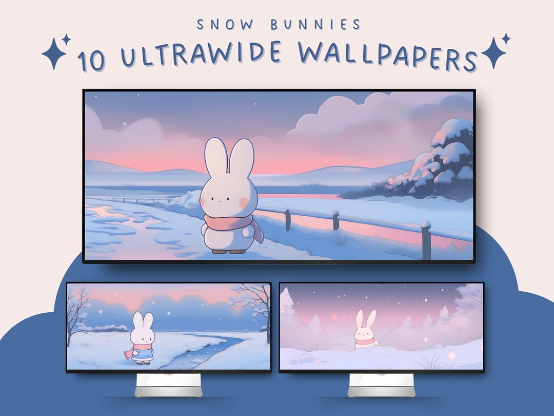 Snowbunny Ultrawide Wallpaper Kawaii Bunny Wallpaper Kawaii Wallpaper ...