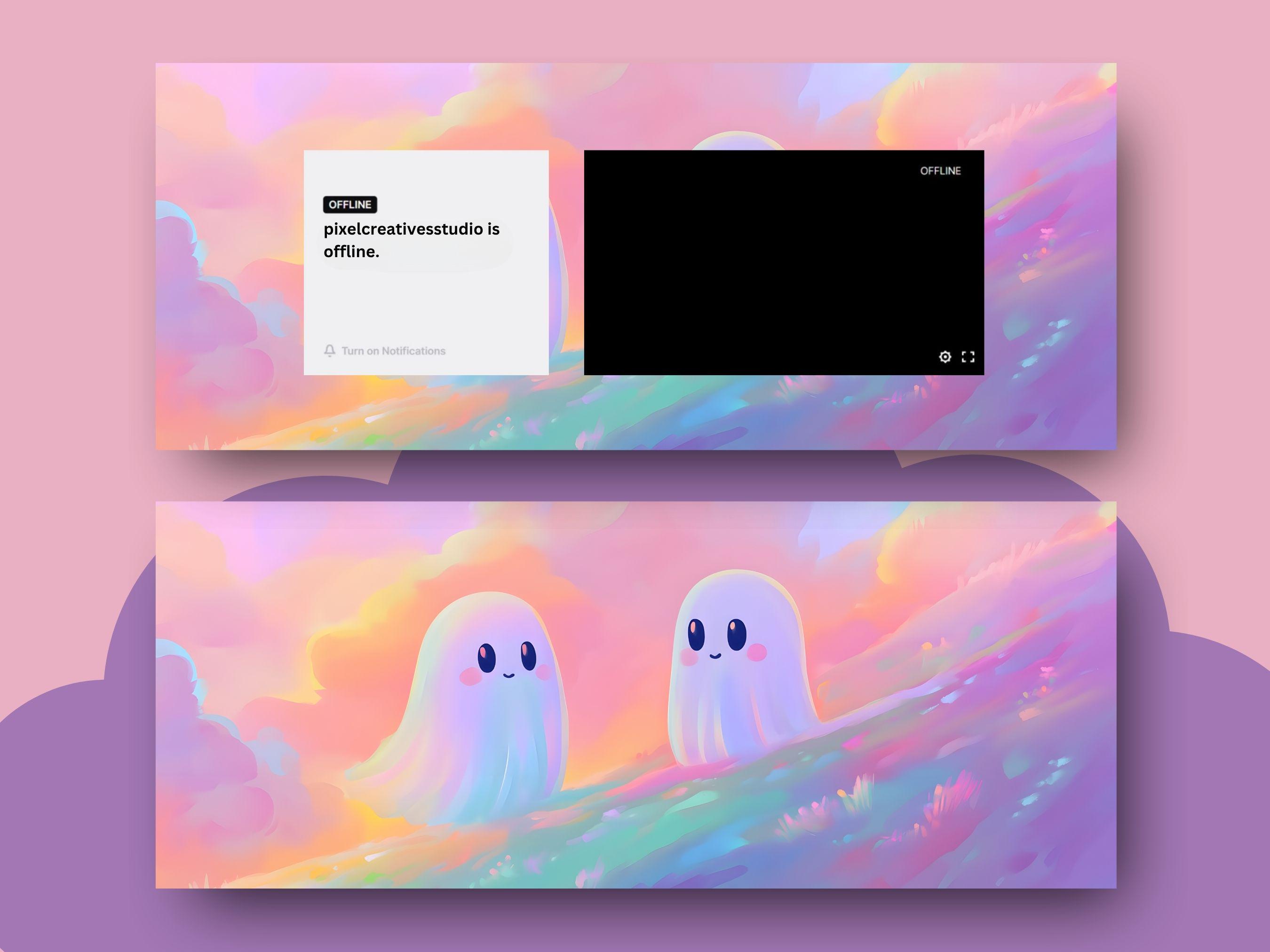 Watercolor Ghost Twitch Banner Ghost Banner Streaming Banner Anime ...