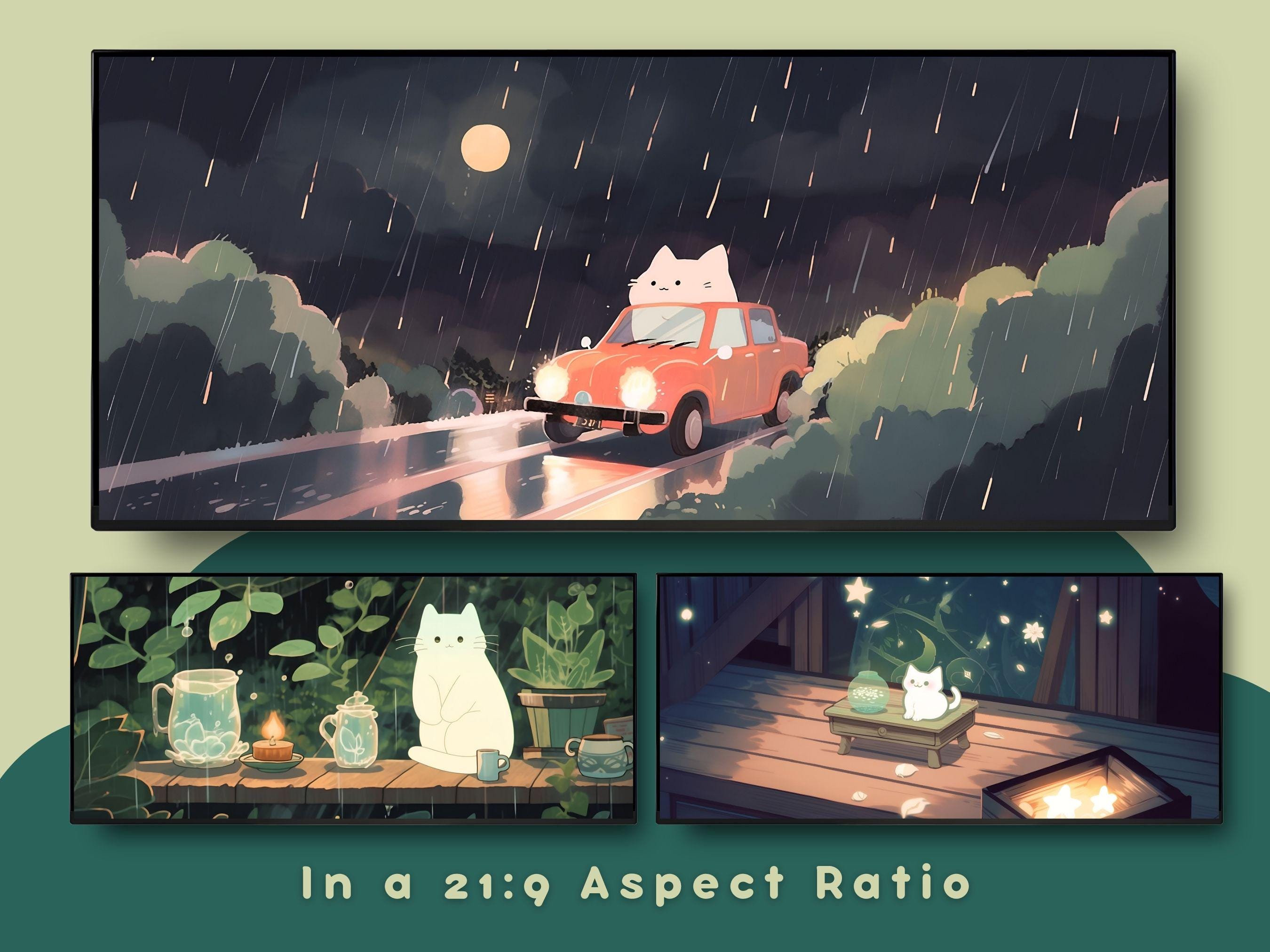 Moody Cats Wallpaper Bundle Cute Cats Wallpaper Set Kawaii Wallpaper ...
