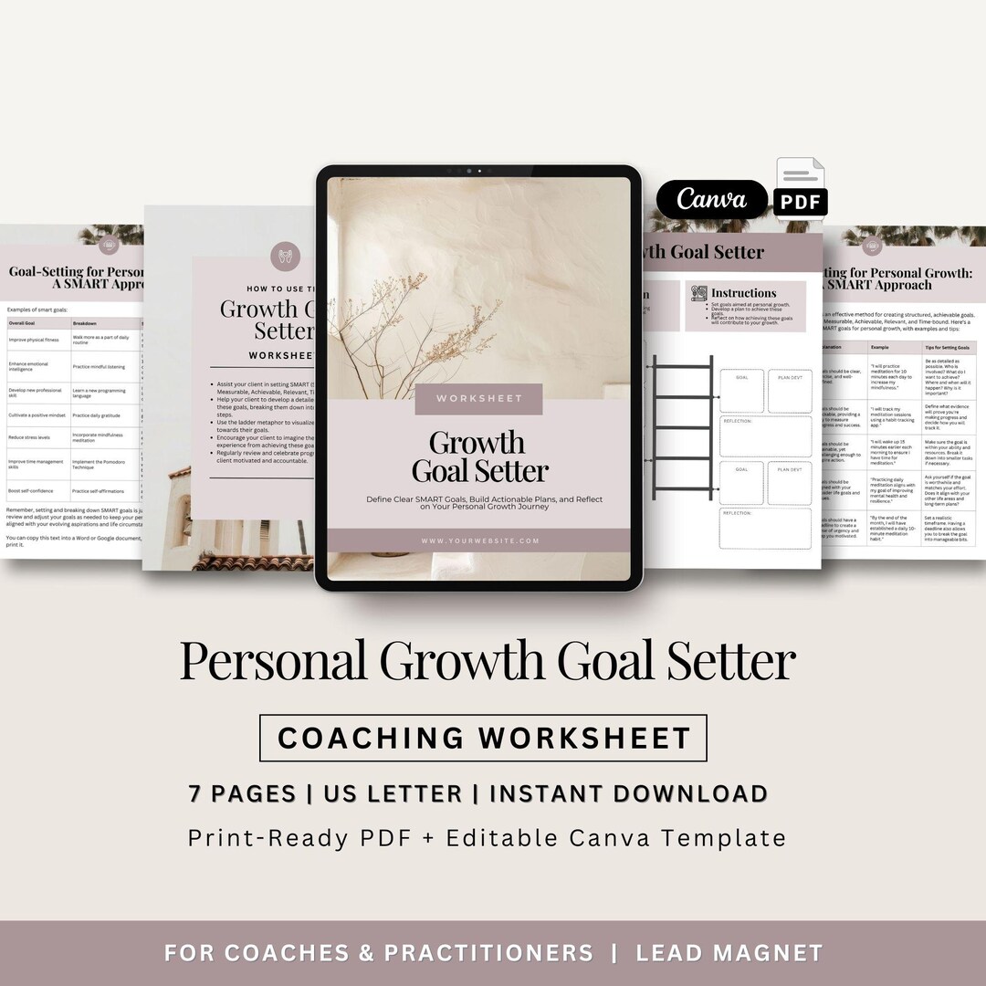 SMART Goal Setting Sheet Growth Goal Setting PDF Coaching Worksheet ...