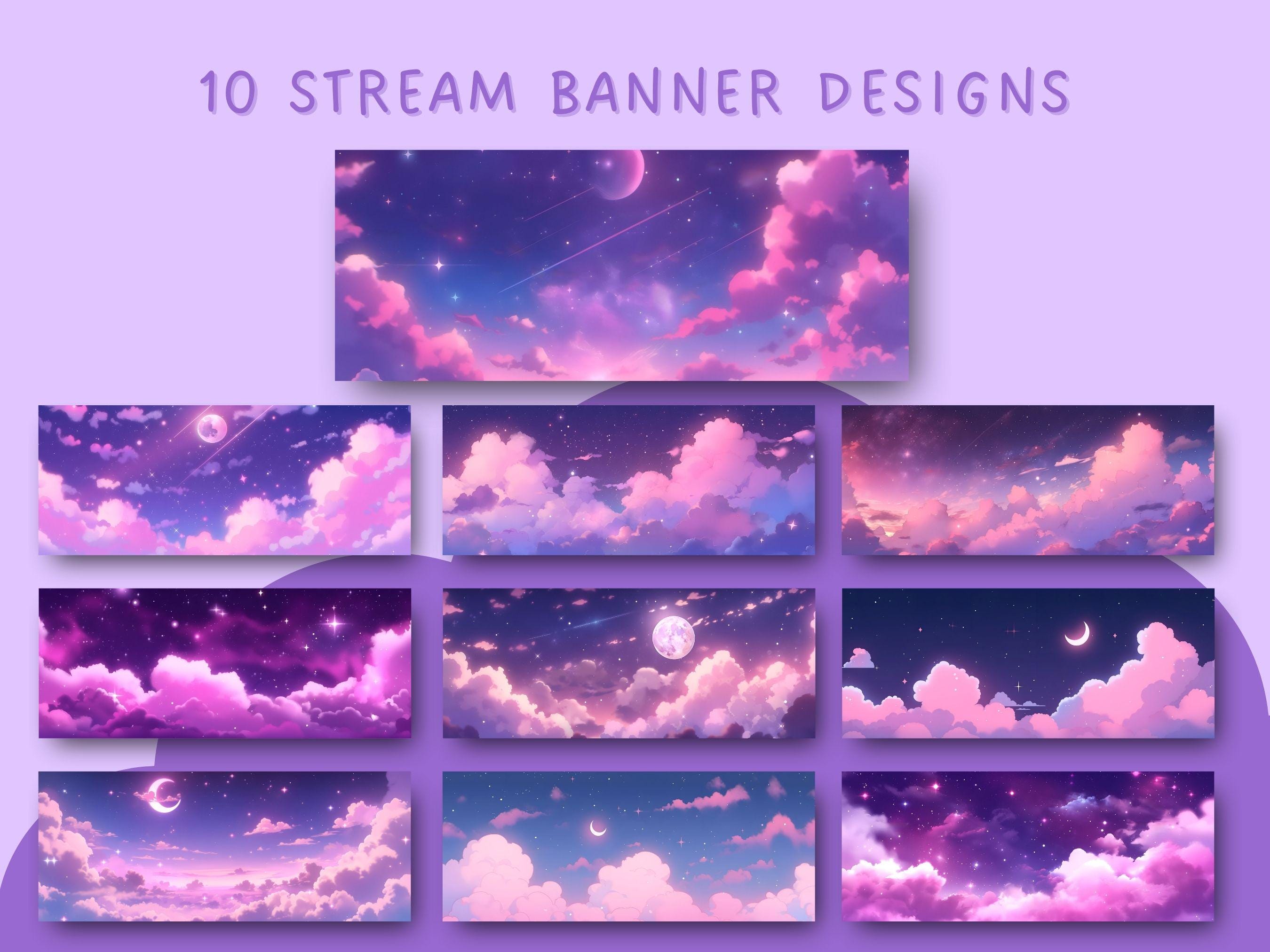 Purple Sky Streaming Banners Purple Aesthetic Night Sky Overlay Purple ...