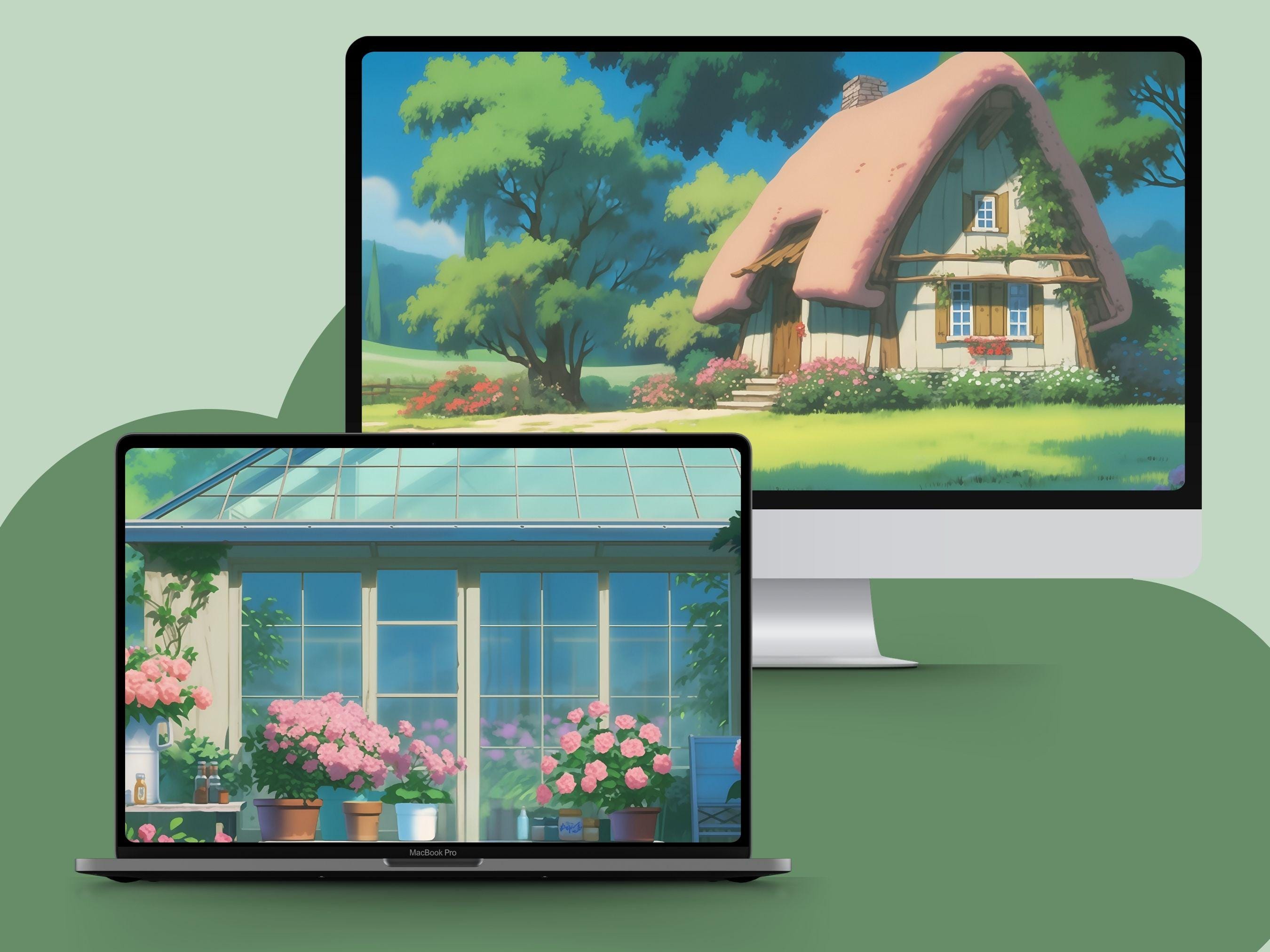 Anime Cottagecore Desktop Wallpaper Countryside Green Wallpaper Rural ...