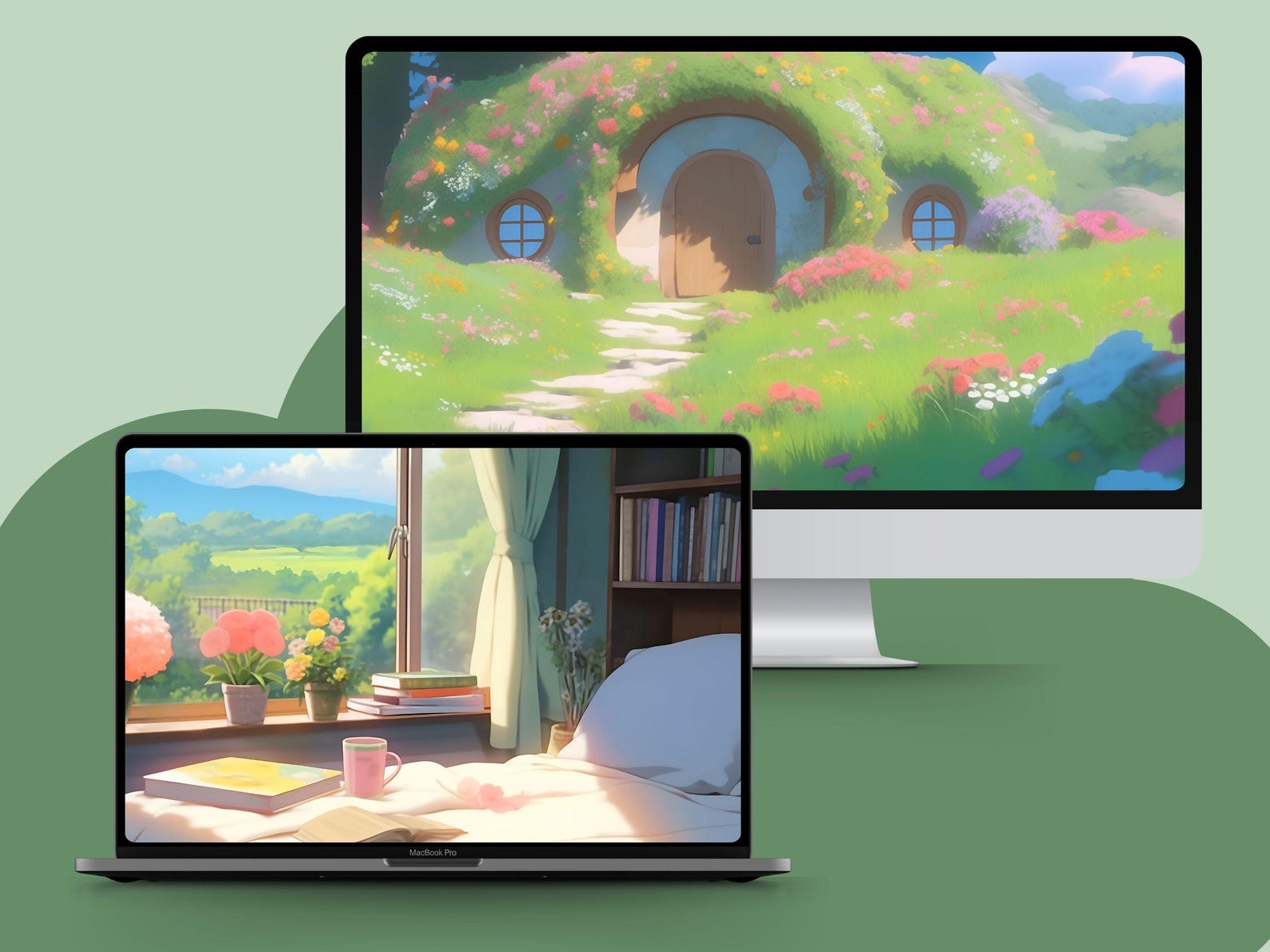 Anime Cottagecore Desktop Wallpaper Countryside Green Wallpaper Rural ...