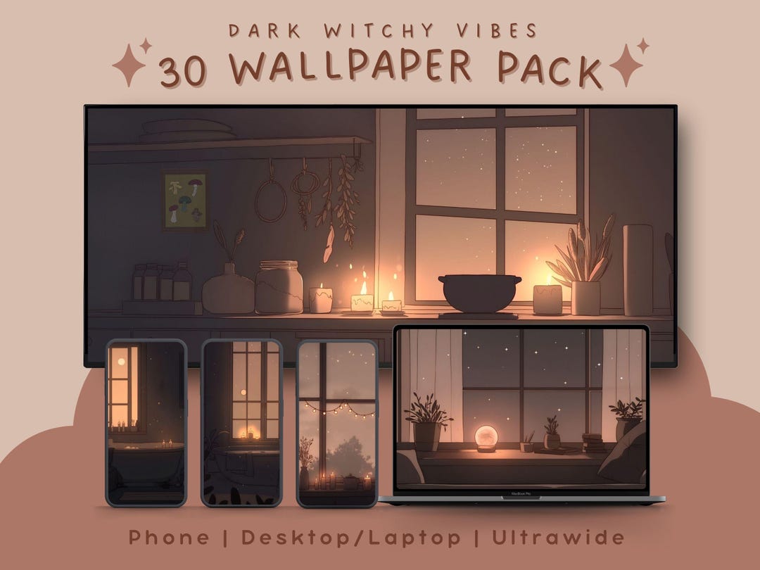 Cozy Witchcore Wallpaper Pack Aesthetic Phone Desktop and Ultrawide ...