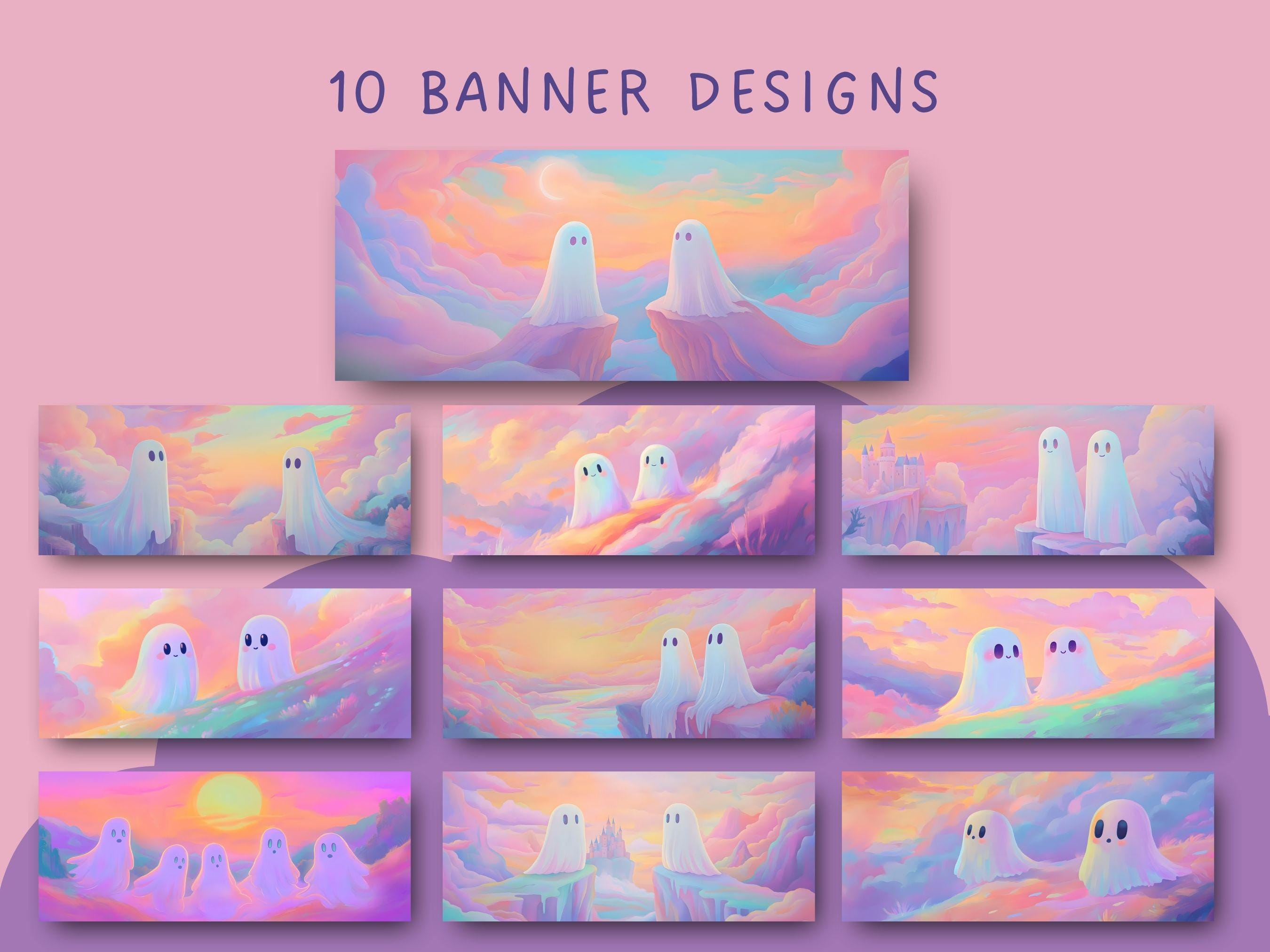 Watercolor Ghost Twitch Banner Ghost Banner Streaming Banner Anime ...