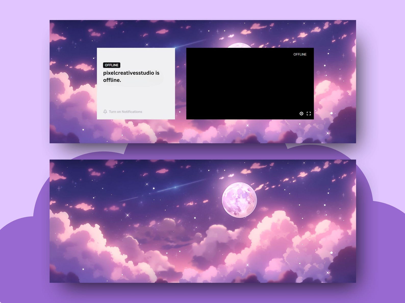 Purple Sky Streaming Banners Purple Aesthetic Night Sky Overlay Purple ...