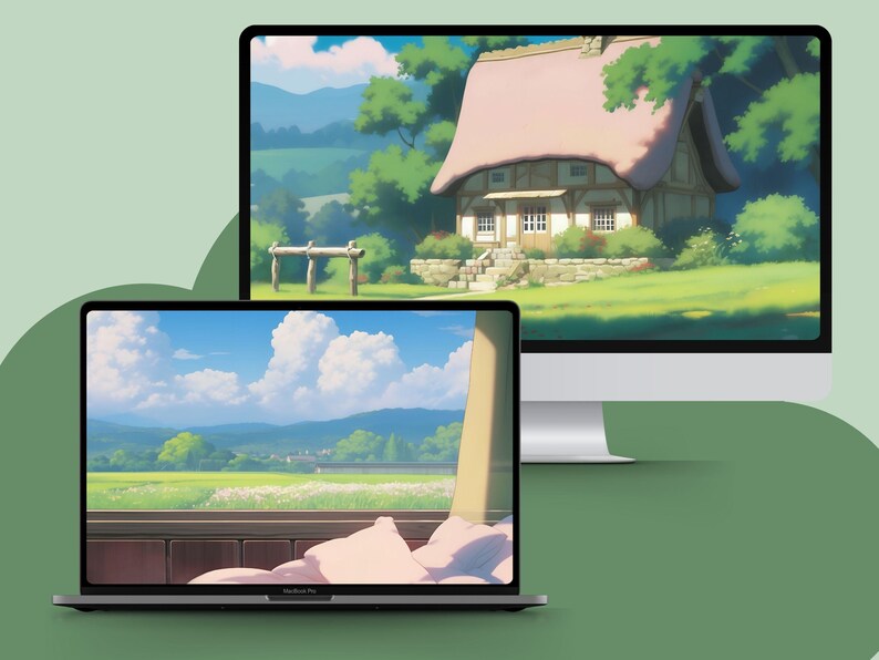 Anime Cottagecore Desktop Wallpaper Countryside Green Wallpaper Rural ...