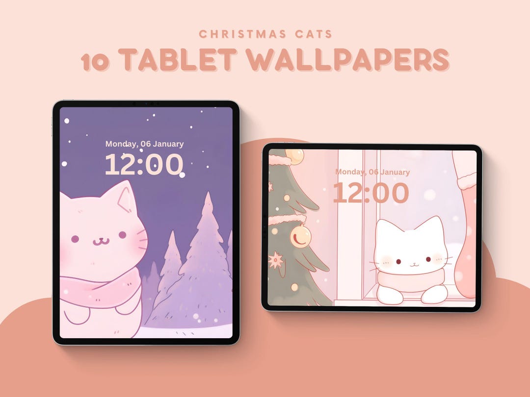 Cozy Christmas Cat Tablet Wallpaper Cute Cat Wallpaper Tablet ...