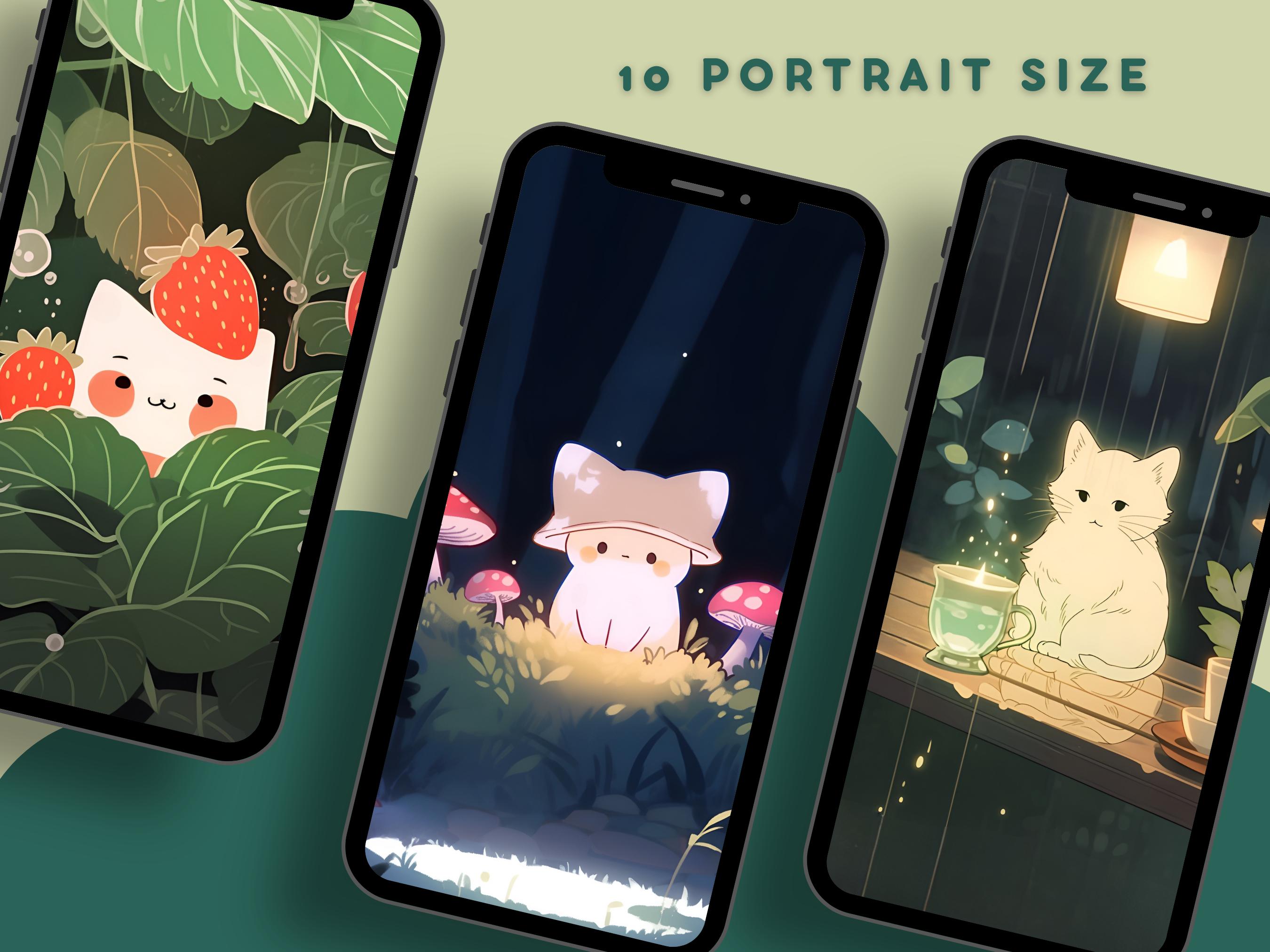 Moody Cats Wallpaper Bundle Cute Cats Wallpaper Set Kawaii Wallpaper ...