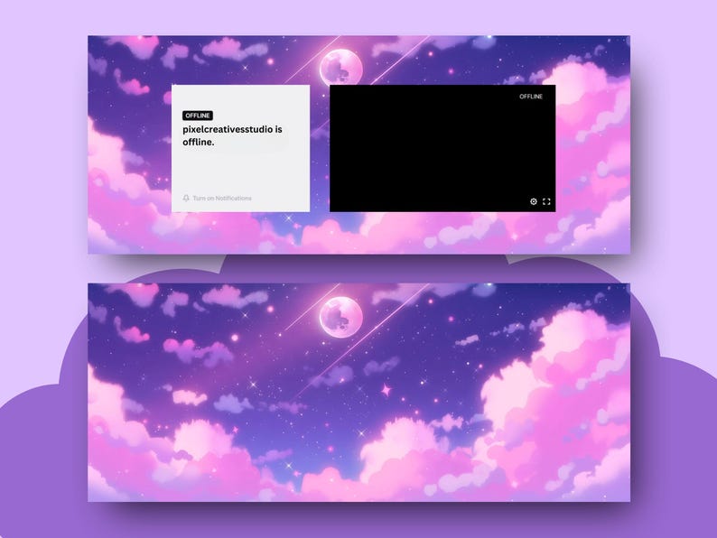 Purple Sky Streaming Banners Purple Aesthetic Night Sky Overlay Purple ...