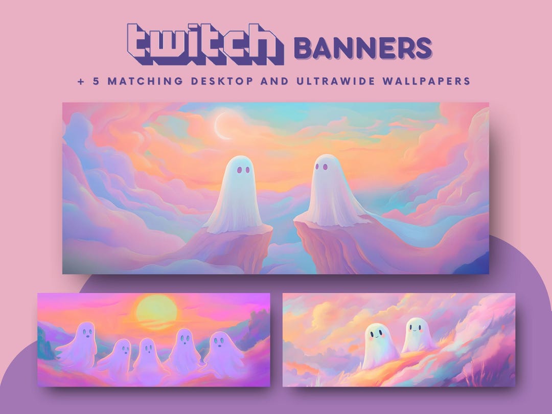 Watercolor Ghost Twitch Banner Ghost Banner Streaming Banner Anime ...