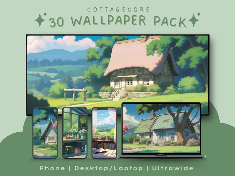 Cottagecore Wallpaper Pack Aesthetic Wallpaper Set Floral Cottagecore ...