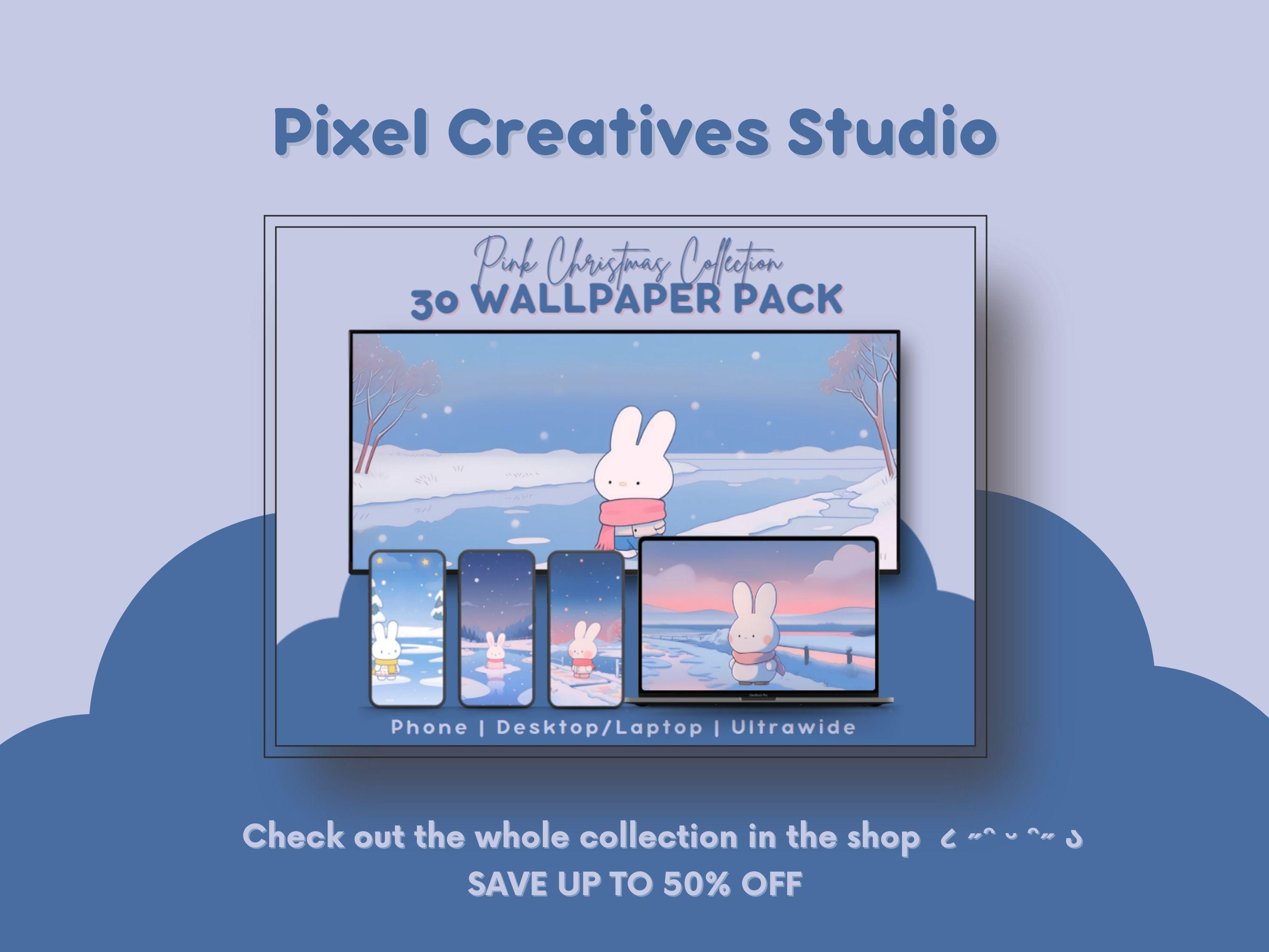 Snow Bunnies Cute Phone Wallpaper Pack Christmas Wallpaper Kawaii Bunny ...