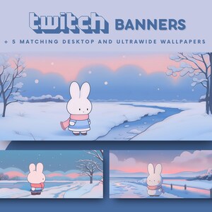 Snow Bunnies Twitch Banner Kawaii Bunny Streaming Banner Lofi Streaming ...