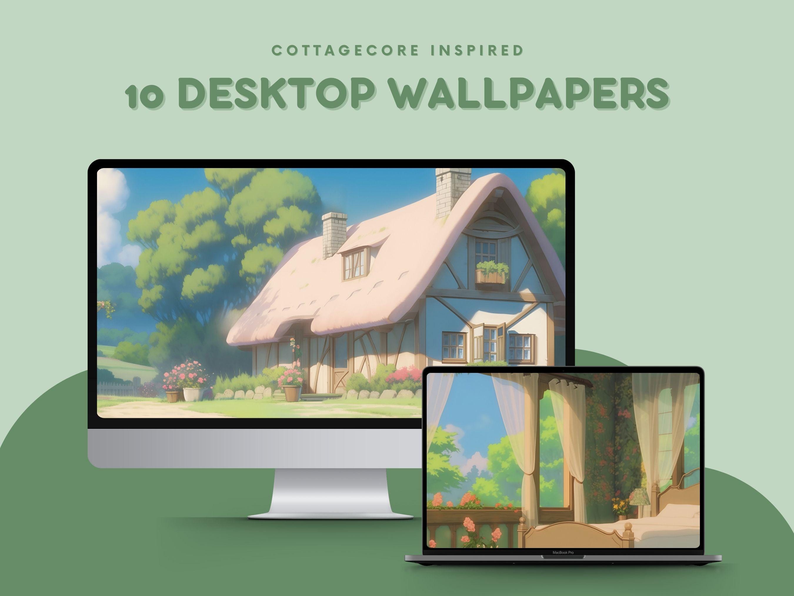 Anime Cottagecore Desktop Wallpaper Countryside Green Wallpaper Rural ...